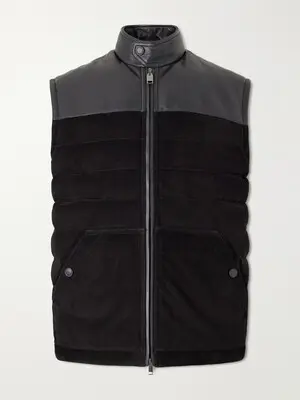 Brioni Leather-trimmed Suede Gilet - Black