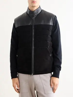 Brioni Leather-trimmed Suede Gilet