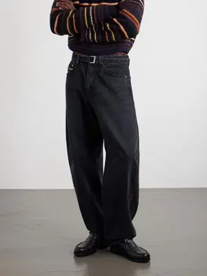 Sacai Belted Wide-leg Tapered Jeans
