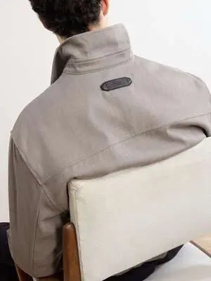Brioni Leather-trimmed Wool-twill Blouson Jacket