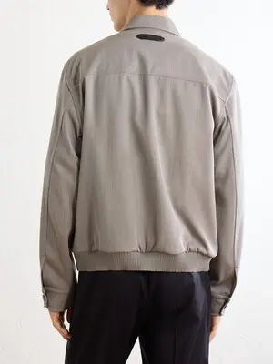 Brioni Leather-trimmed Wool-twill Blouson Jacket