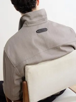 Brioni Leather-trimmed Wool-twill Blouson Jacket
