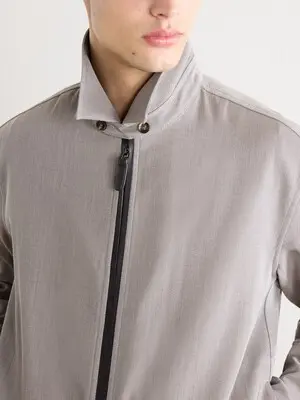 Brioni Leather-trimmed Wool-twill Blouson Jacket