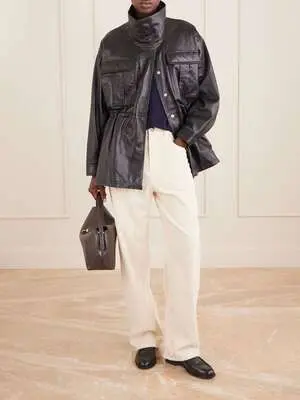 RÓHE Sculptural Gathered Leather Jacket