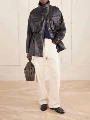 RÓHE Sculptural Gathered Leather Jacket