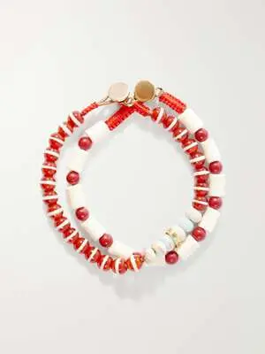 ROXANNE ASSOULIN Set Of Two Paprika Agate Beaded Bracelets - Red