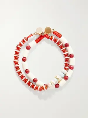 ROXANNE ASSOULIN Set Of Two Paprika Agate Beaded Bracelets