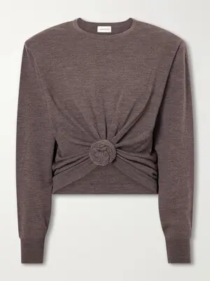 Magda Butrym Knotted Cropped Wool Sweater - Brown