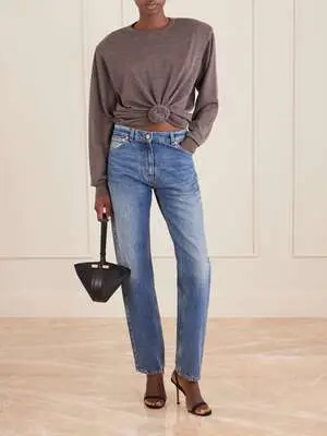 Magda Butrym Knotted Cropped Wool Sweater