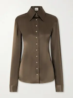 Khaite Ivy" Silk-satin Shirt - Army Green