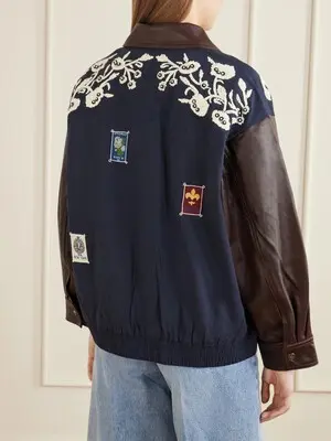 Sea Georgie Embroidered Cotton-canvas And Leather Jacket - Blue