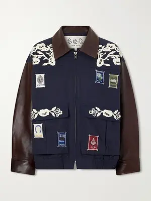 Sea Georgie Embroidered Cotton-canvas And Leather Jacket - Blue