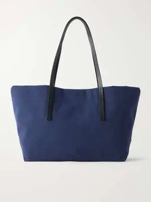 KALLMEYER Driving Leather-trimmed Canvas Tote - Navy