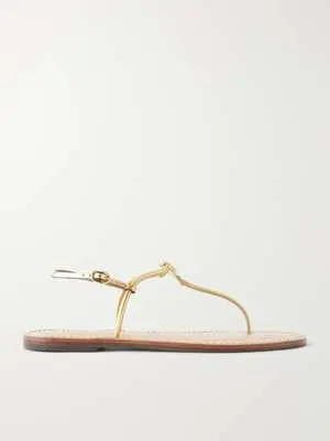 AMANU The Naivasha Embellished Leather Sandals - Gold