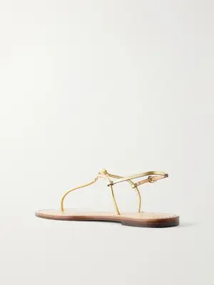 AMANU The Naivasha Embellished Leather Sandals - Gold