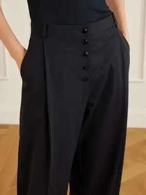 ST. AGNI Pleated Wool Wide-leg Pants