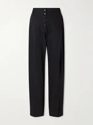 ST. AGNI Pleated Wool Wide-leg Pants - Black