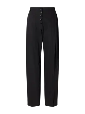 ST. AGNI Pleated Wool Wide-leg Pants - Black