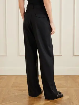 ST. AGNI Pleated Wool Wide-leg Pants