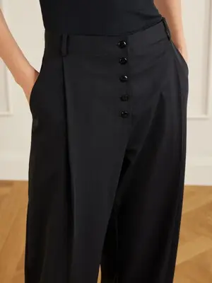 ST. AGNI Pleated Wool Wide-leg Pants