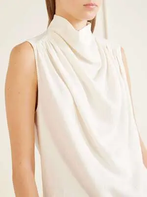 KALLMEYER Penny Sequined Ruched Striped Twill Top