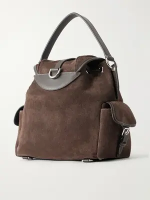 TOD'S Tim Zaino Mini Leather-trimmed Suede Shoulder Bag