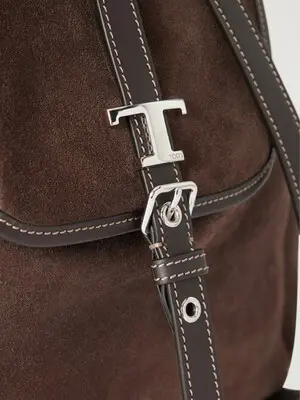TOD'S Tim Zaino Mini Leather-trimmed Suede Shoulder Bag