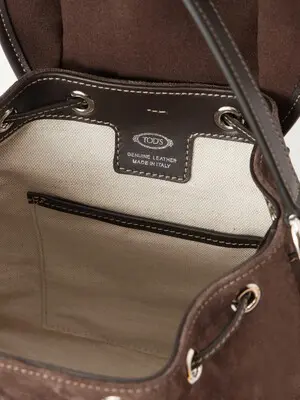 TOD'S Tim Zaino Mini Leather-trimmed Suede Shoulder Bag