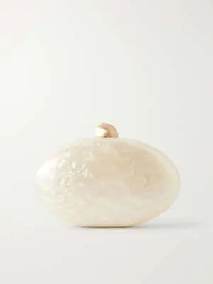 Cult Gaia Eviana Marble-effect Clutch - Ivory