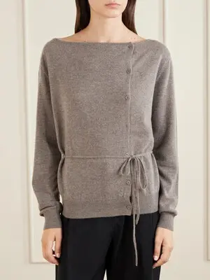 ST. AGNI Asymmetrical Belted Cashmere Cardigan