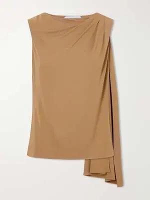 KALLMEYER Floriana Draped Jersey Blouse - Camel