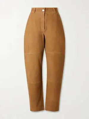 RÓHE Sculptural Paneled Suede Barrel-leg Pants - Brown