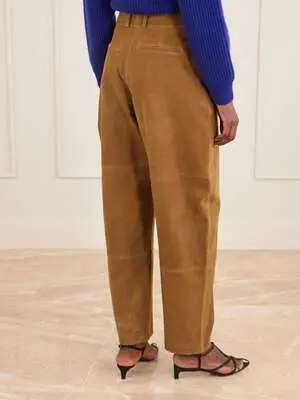 RÓHE Sculptural Paneled Suede Barrel-leg Pants