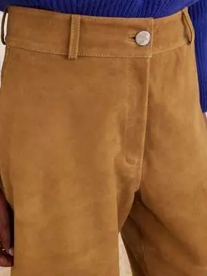 RÓHE Sculptural Paneled Suede Barrel-leg Pants