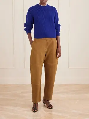 RÓHE Sculptural Paneled Suede Barrel-leg Pants