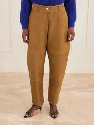 RÓHE Sculptural Paneled Suede Barrel-leg Pants