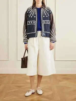 Sea Georgie Button-embellished Cotton-canvas And Leather Jacket