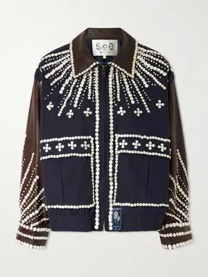 SEA Sea Georgie Embellished Cotton-Canvas And Leather Jacket