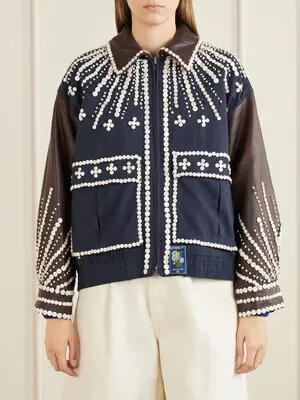 Sea Georgie Embellished Cotton-canvas And Leather Jacket - Navy