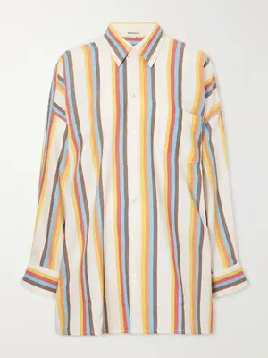 MARRAKSHI LIFE Oversized Striped Cotton-poplin Shirt
