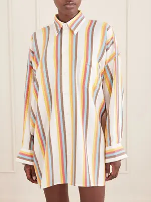 MARRAKSHI LIFE Oversized Striped Cotton-poplin Shirt