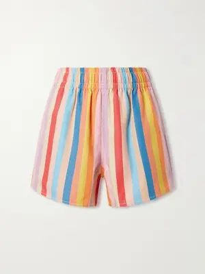MARRAKSHI LIFE Striped Cotton-blend High-rise Shorts