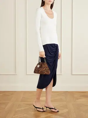 Stella McCartney Ribbed Scoop Neck Jersey T-shirt - Neutrals