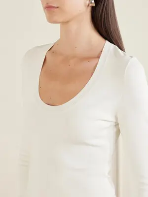 Stella McCartney Ribbed Scoop Neck Jersey T-shirt - Neutrals
