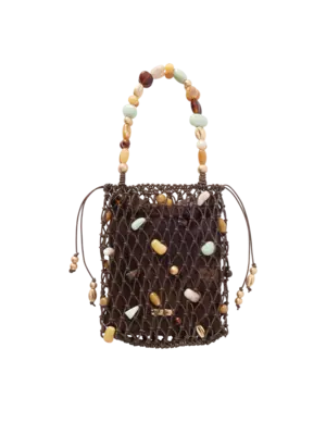Cult Gaia Mercier Bead-embellished Mini Tote - Brown
