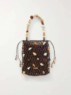 Cult Gaia Mercier Bead-embellished Mini Bag - Dark Brown