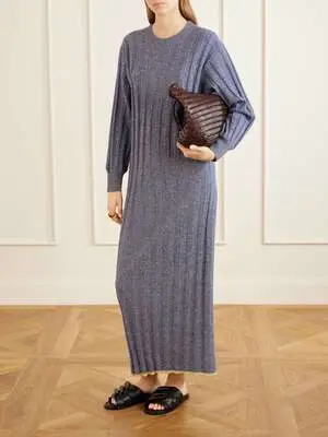 THE ELDER STATESMAN Ribbed Cashmere Maxi Dress