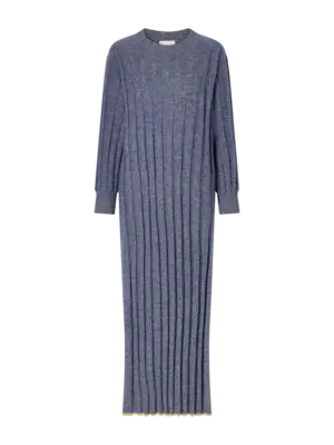 THE ELDER STATESMAN Ribbed Cashmere Maxi Dress - Blue