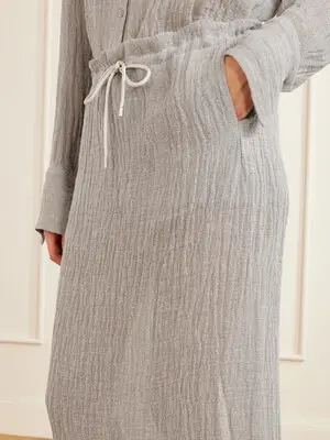 KALLMEYER Regina Linen-blend Gauze Midi Skirt - Gray
