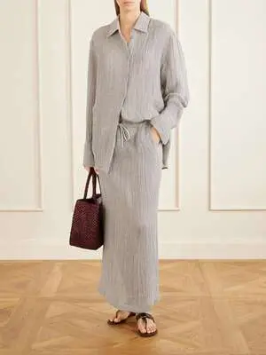 KALLMEYER Regina Linen-blend Gauze Midi Skirt